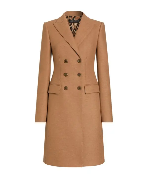 Dolce & Gabbana Dolce Double-breasted Wool Coat - Beige