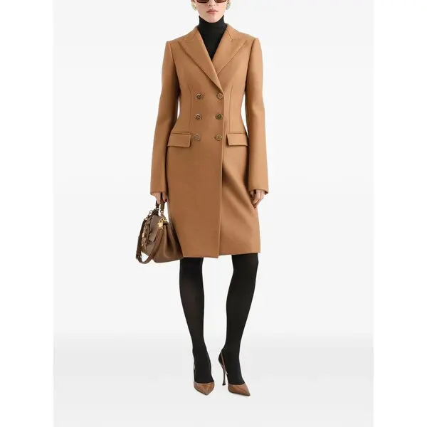 Dolce & Gabbana Dolce Double-breasted Wool Coat - Beige