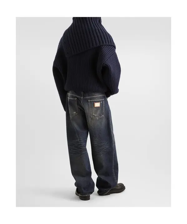 Dolce & Gabbana Dolce Gabbana Straight Leg Distressed Jeans