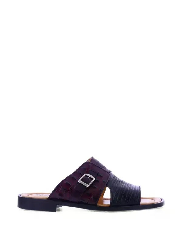 PARIS PUNK Croc-effect Buckled Sandals