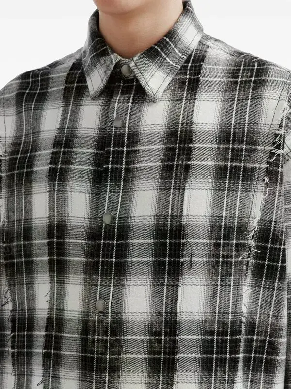 Izzue Frayed-detailing Check-pattern Shirt