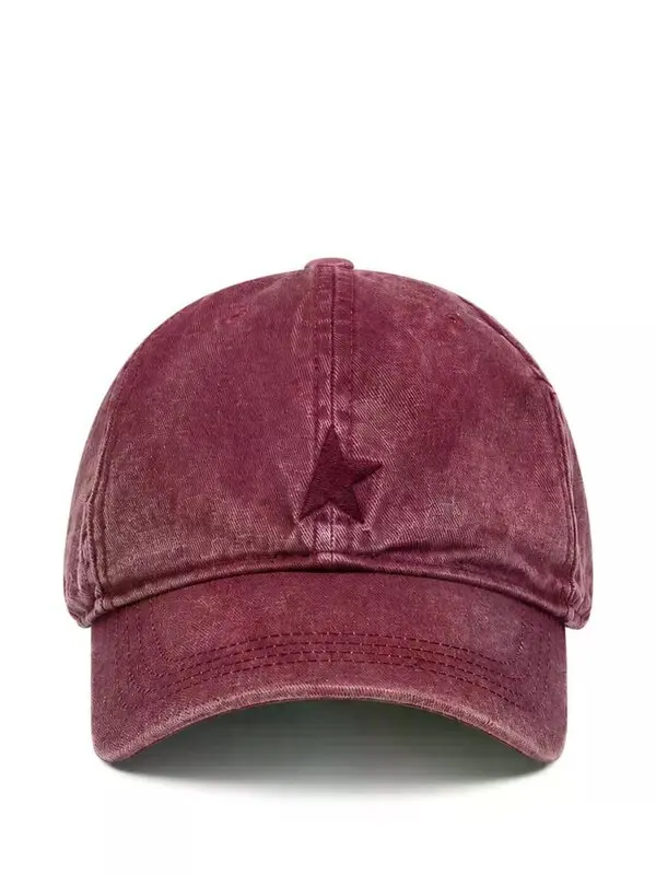 GOLDEN GOOSE Burgundy Baseball Cap With Tone-on-tone Embroidered Star - Red