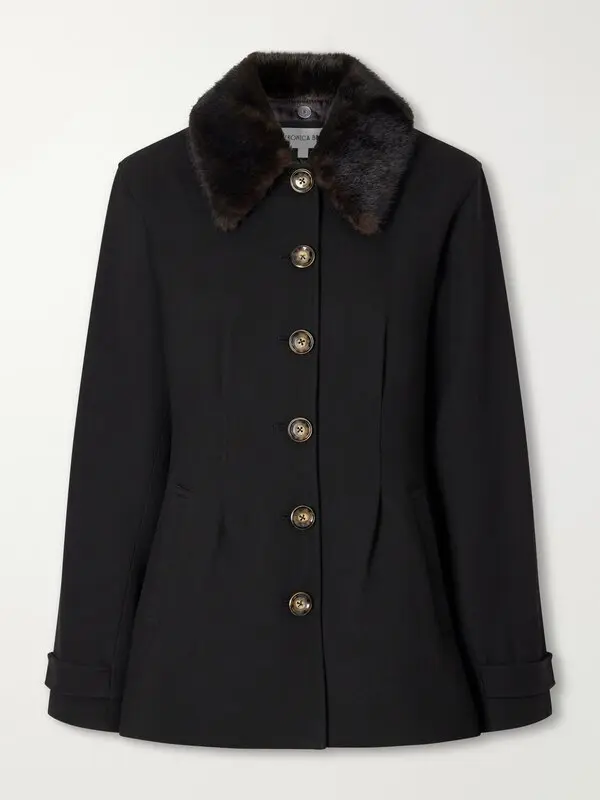 Veronica Beard Severine Dickey Plush-trimmed Crepe Jacket