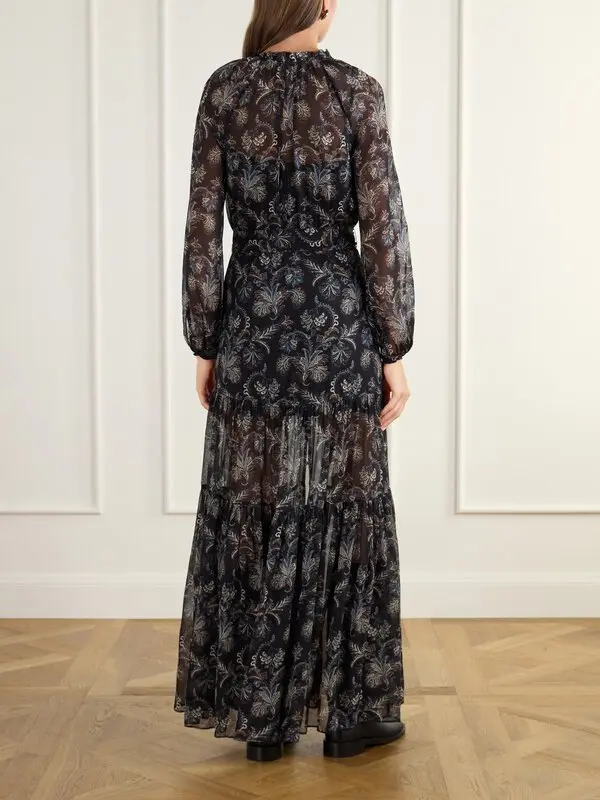 Veronica Beard Isra Belted Gathered Paisley-print Silk-georgette Maxi Dress