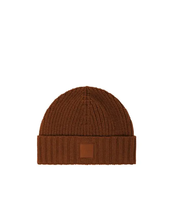 Stone Island Knit Beanie With Tonal Compass Logo Patch