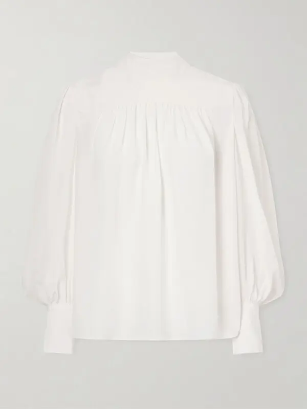 Veronica Beard Brooks Gathered Crepe De Chine Blouse