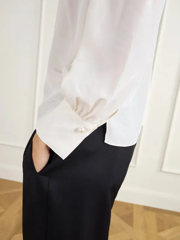 Veronica Beard Brooks Gathered Crepe De Chine Blouse