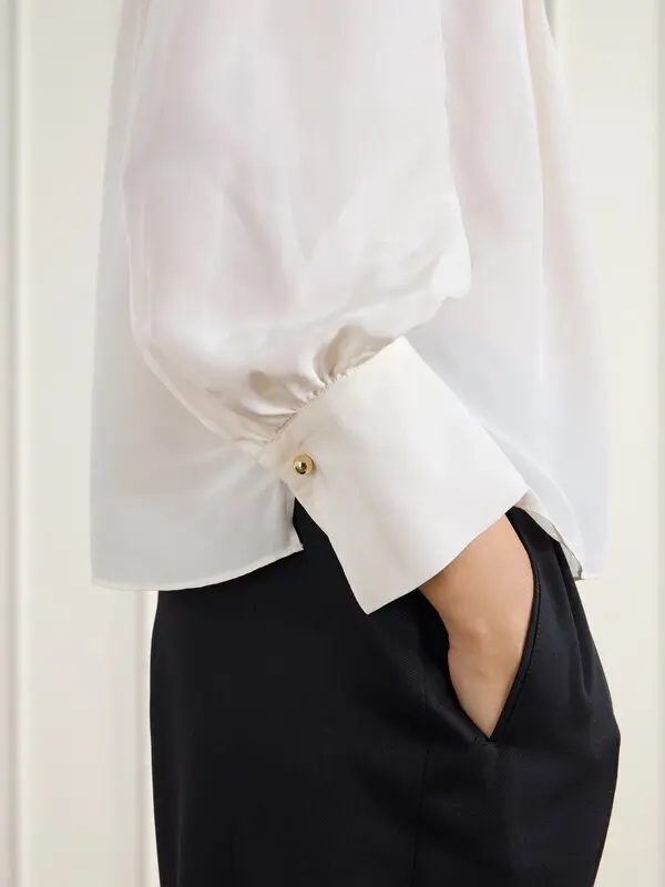 Veronica Beard Brooks Gathered Crepe De Chine Blouse