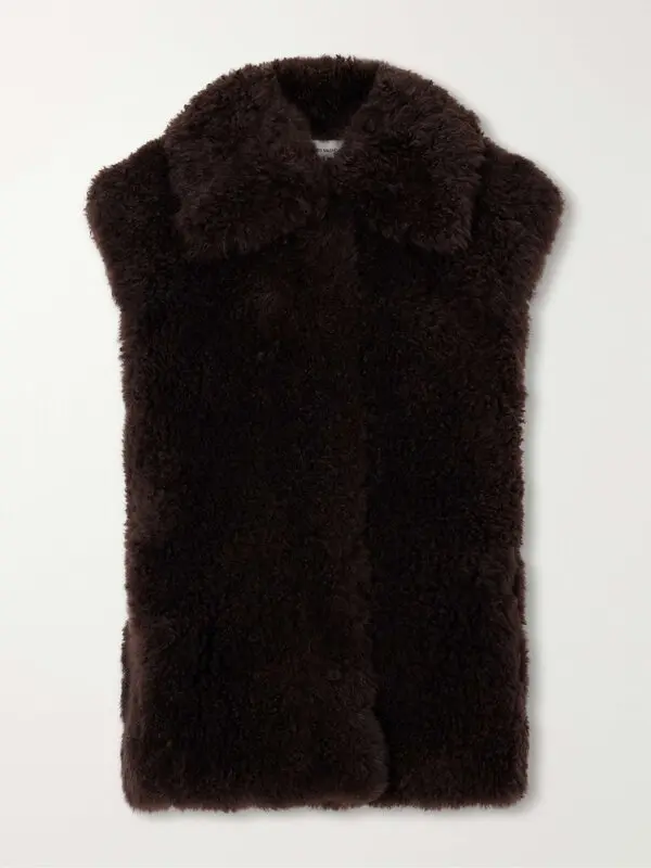 YVES SALOMON Shearling Vest - Dark Brown