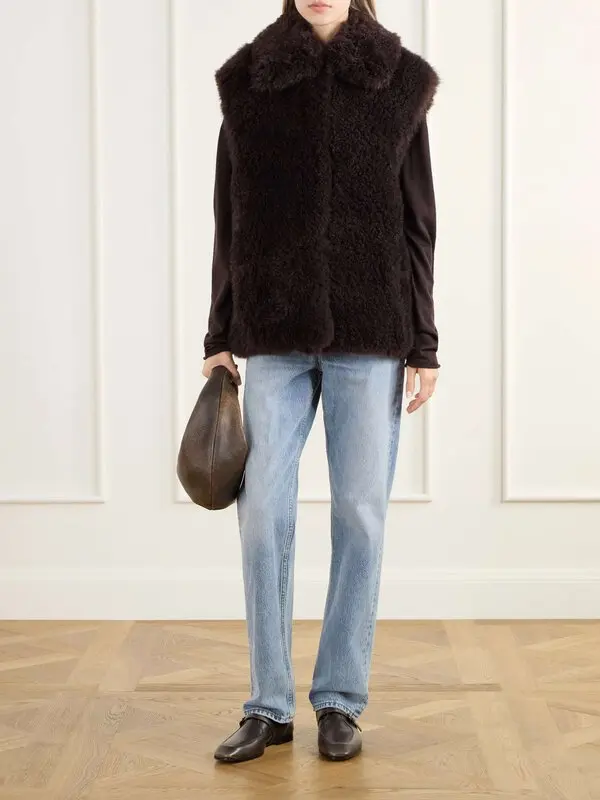 YVES SALOMON Shearling Vest - Dark Brown