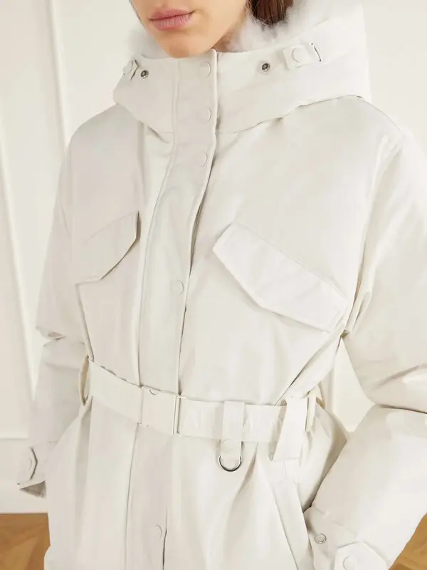 YVES SALOMON Belted Shearling-trimmed Shell Down Ski Jacket