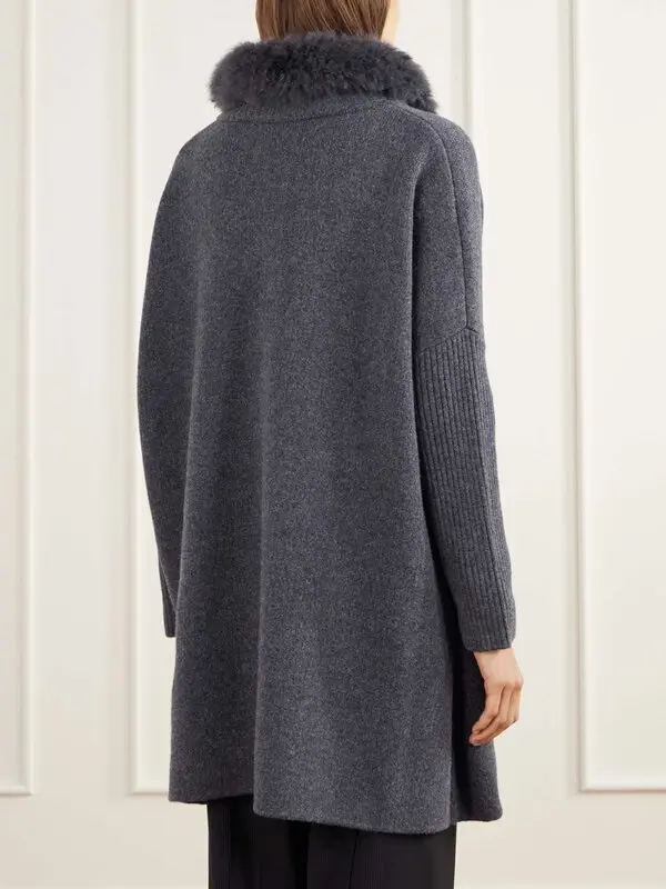 YVES SALOMON Shearling-trimmed Wool Cardigan