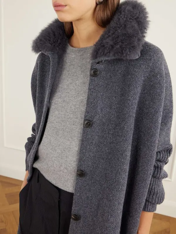 YVES SALOMON Shearling-trimmed Wool Cardigan