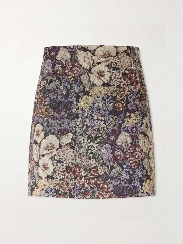 Veronica Beard Ohemia Floral-brocade Mini Skirt