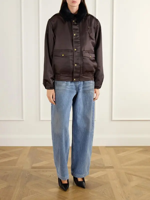 WILLY CHAVARRIA Uniform Plush-trimmed Twill Bomber Jacket
