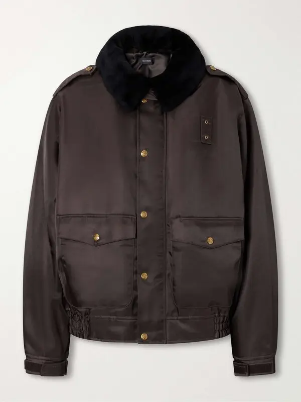 WILLY CHAVARRIA Uniform Plush-trimmed Twill Bomber Jacket