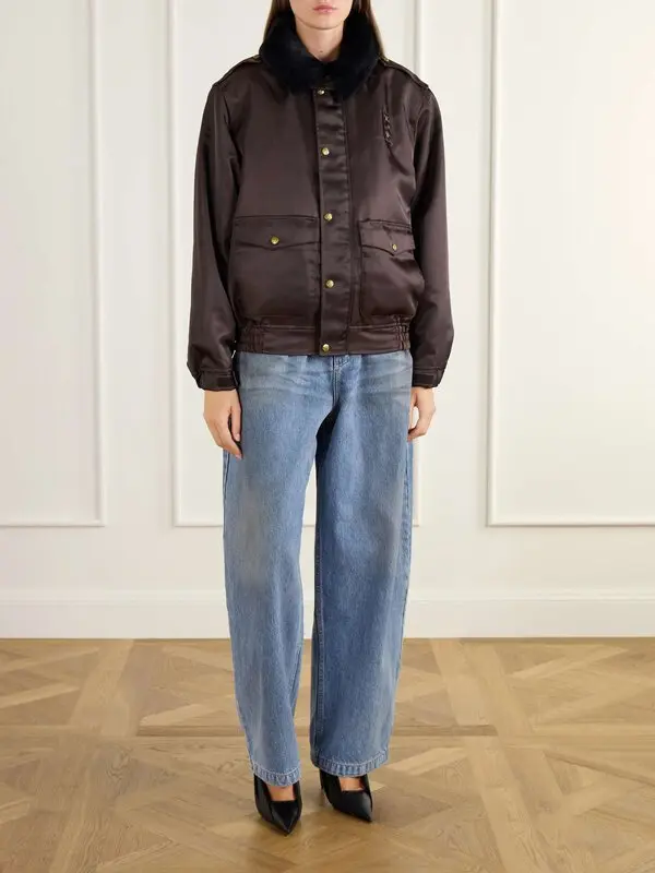 WILLY CHAVARRIA Uniform Plush-trimmed Twill Bomber Jacket