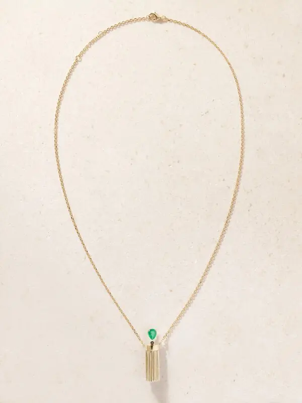 Yvonne Léon Petit Vase 9-karat Emerald And Blackened Diamond Necklace