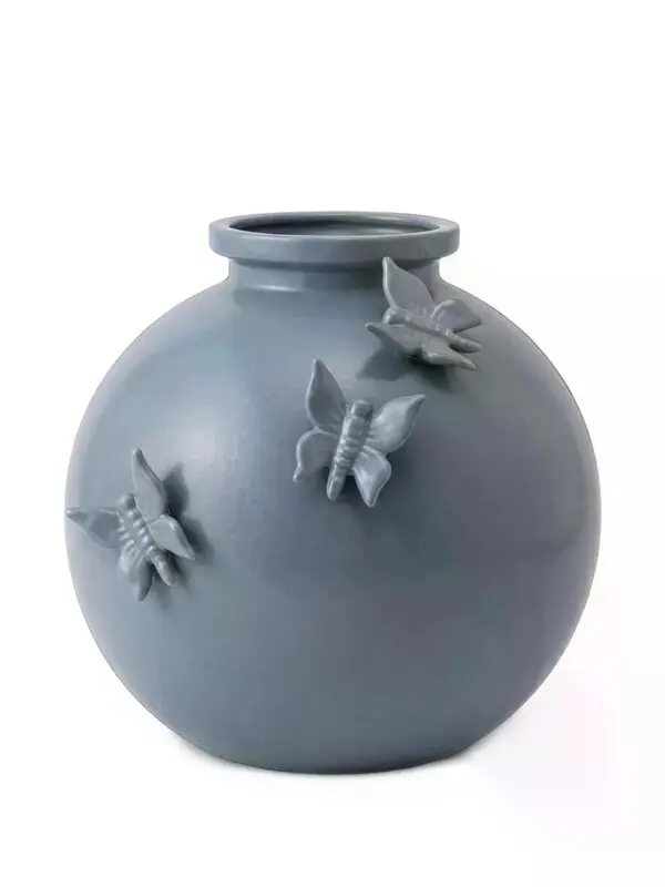 REBIRTH CERAMICS Butterfly-detail Spherical Vase - Blue