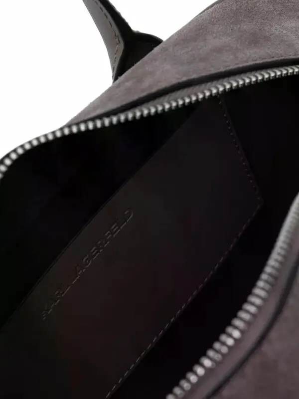 Karl Lagerfeld Perforated-logo Suede Shoulder Bag
