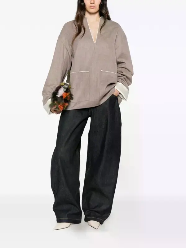 Carven Piped-trim V-neck Top