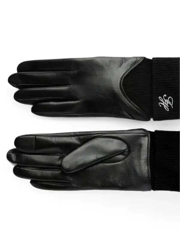 Tommy Hilfiger Ribbed-cuff Leather Gloves