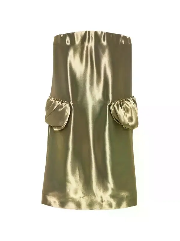 FERRAGAMO Strapless Draped-detail Midi Dress - Gold