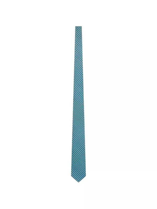 Kiton Geometric-print Silk Tie - Blue