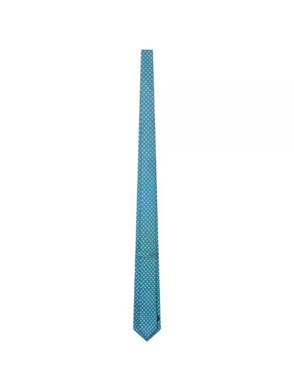 Kiton Geometric-print Silk Tie - Blue