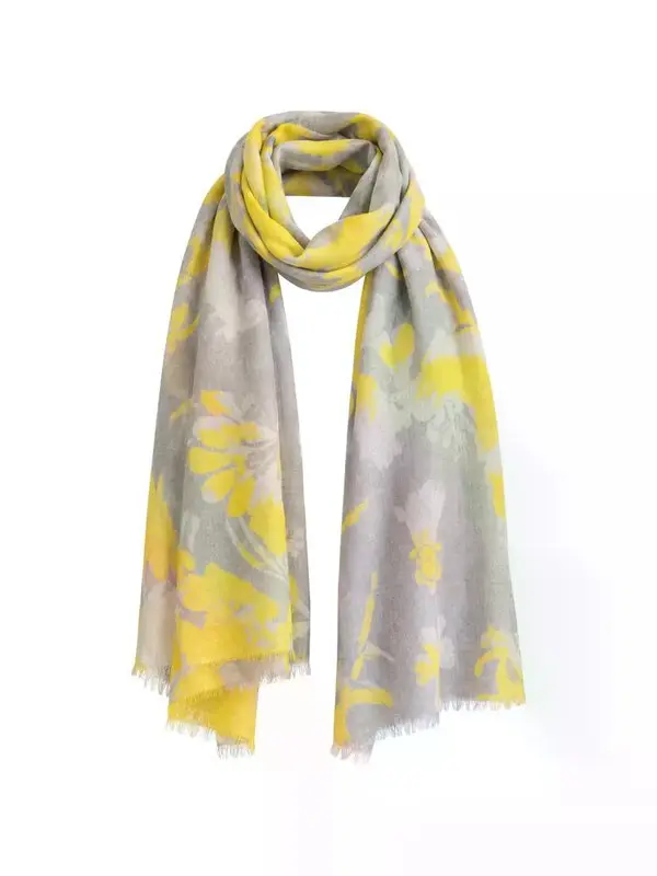 Kinross Cashmere Tapestry-print Fringed Scarf