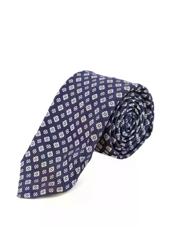 Kiton Ciro Paone Geometric-print Tie - Blue