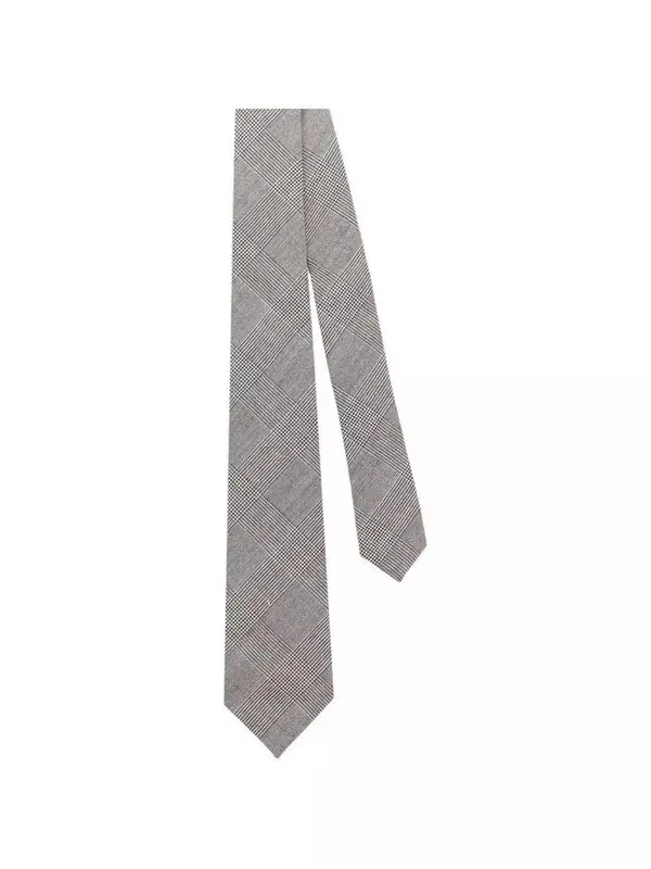 Kiton Prince Of Wales Check Tie - Grey