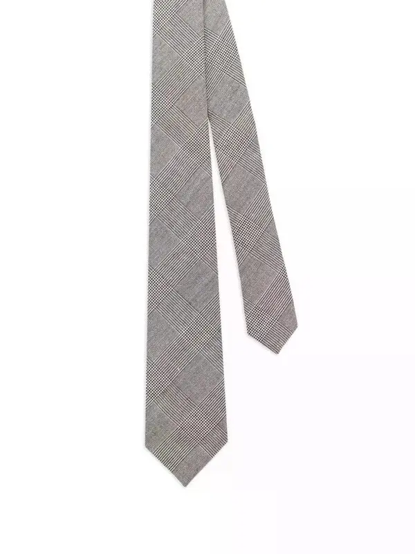 Kiton Prince Of Wales Check Tie - Grey
