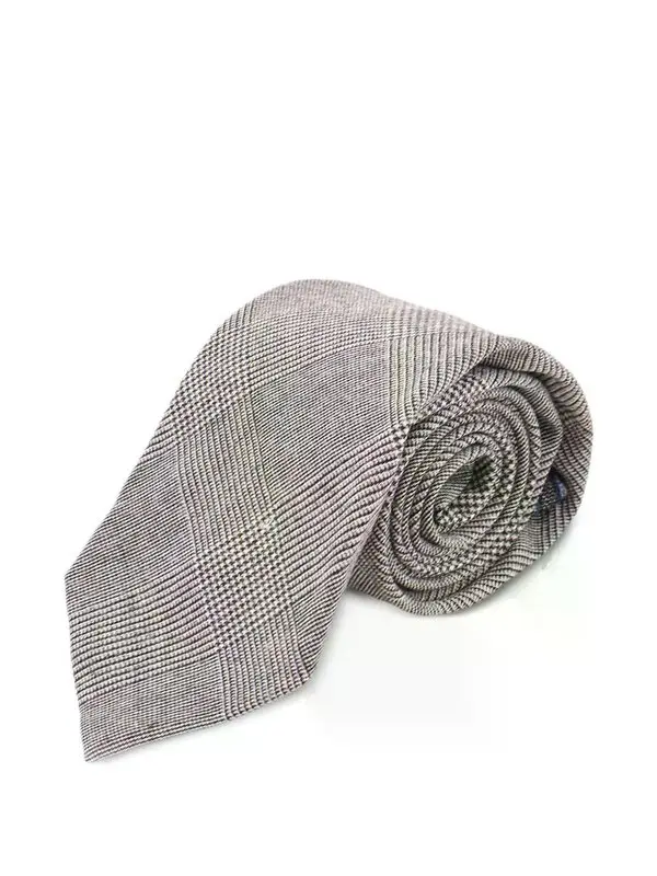 Kiton Prince Of Wales Check Tie - Grey