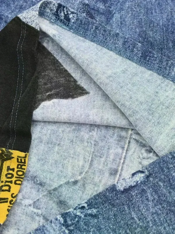 Dior 2001 Denim-print Patch-detail T-shirt