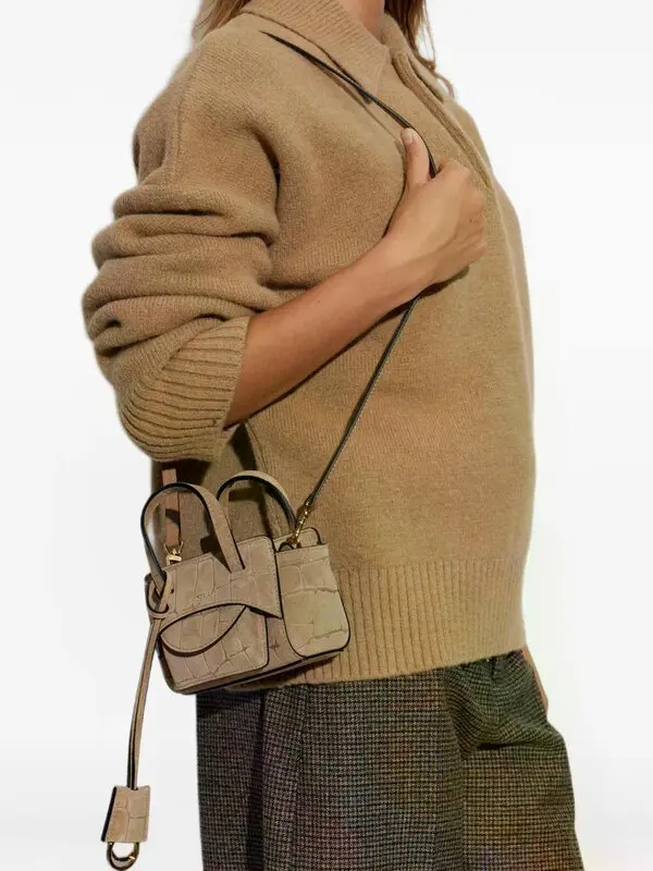 HIDESINS Crocodile-effect Leather Mini Bag - Neutrals