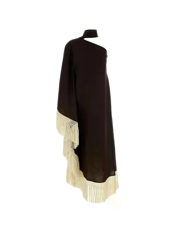 TALLER MARMO Andres Fringe-trimmed Asymmetric Dress - Brown