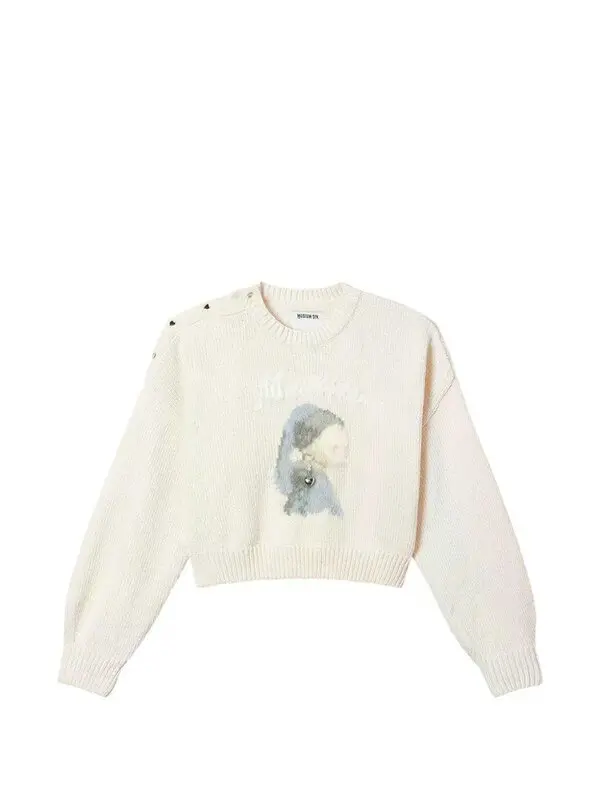 MUSIUM DIV. Graphic-print Button-shoulder Sweater - White