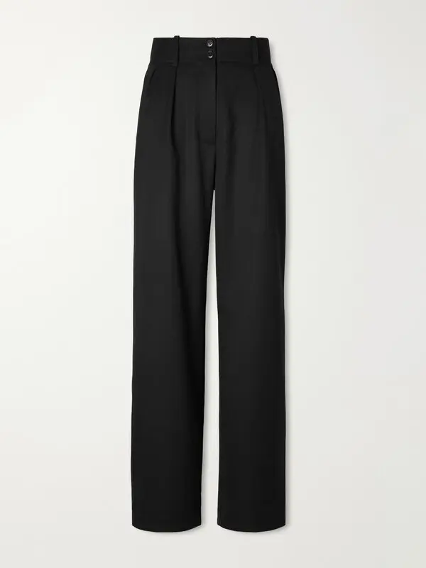 SKALL STUDIO Painter Pleated Wool-twill Wide-leg Pants - Black