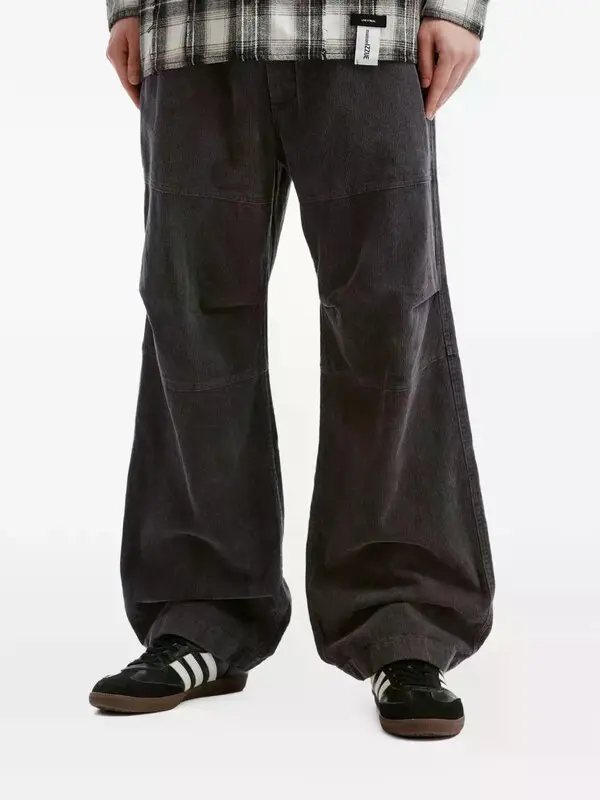 Izzue Corduroy Panelled Wide-leg Trousers - Grey