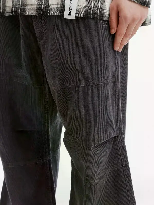 Izzue Corduroy Panelled Wide-leg Trousers - Grey