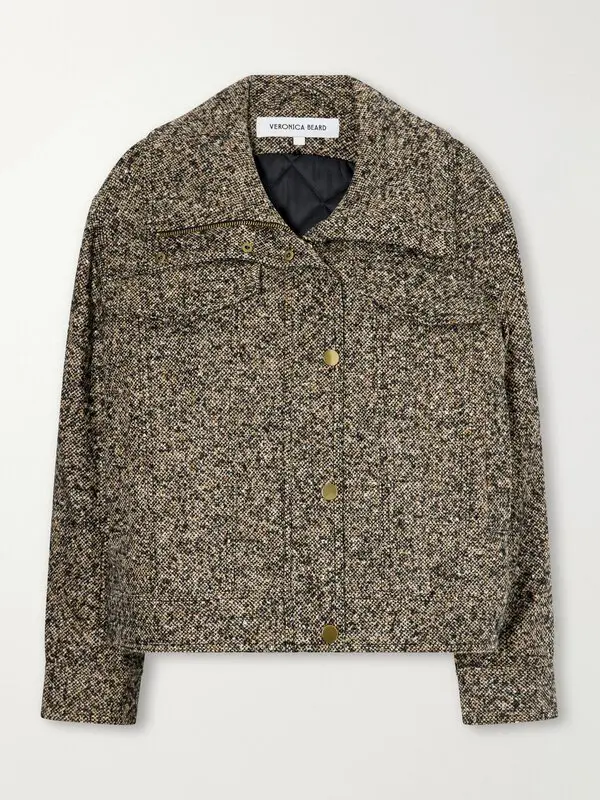 Veronica Beard Silversmith Dickey Padded Tweed Jacket - Neutrals