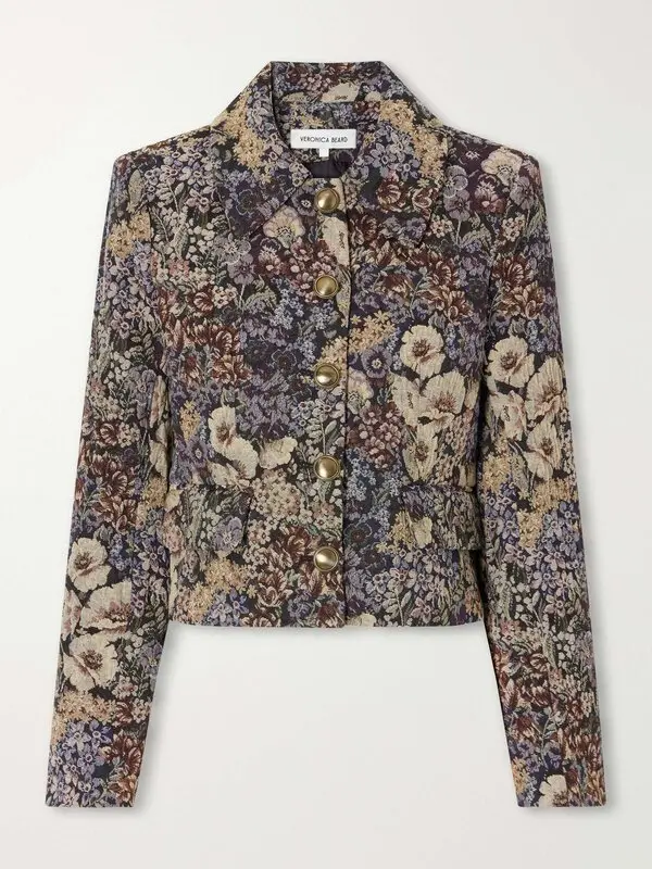 Veronica Beard Wilde Cropped Floral-brocade Jacket