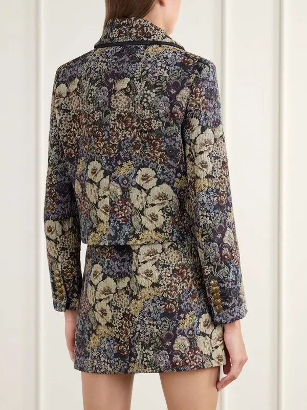 Veronica Beard Wilde Cropped Floral-brocade Jacket