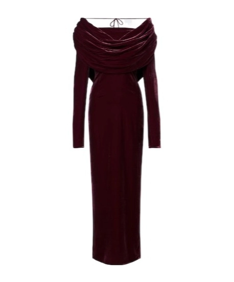 ROTATE BY BIRGER CHRISTENSEN Draped Velvet Gown