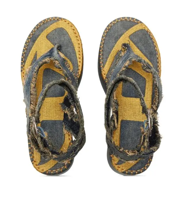DIESEL® Frayed-edge Platform Sandals - Blue/grey