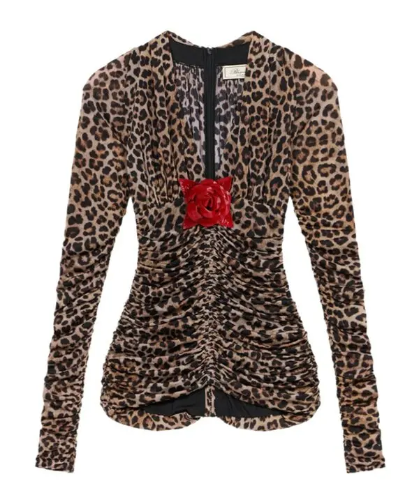 Blumarine Leopard-print Ruched Blouse