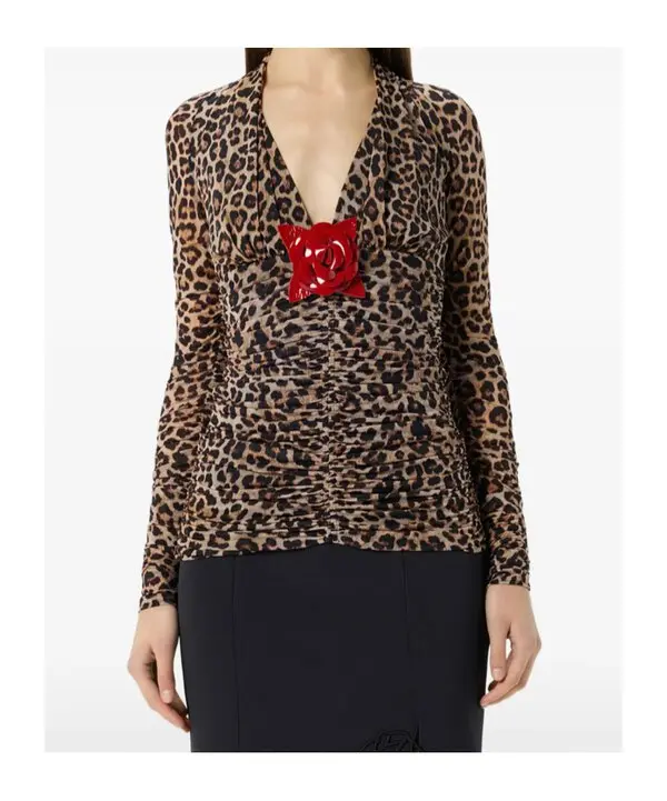 Blumarine Leopard-print Ruched Blouse
