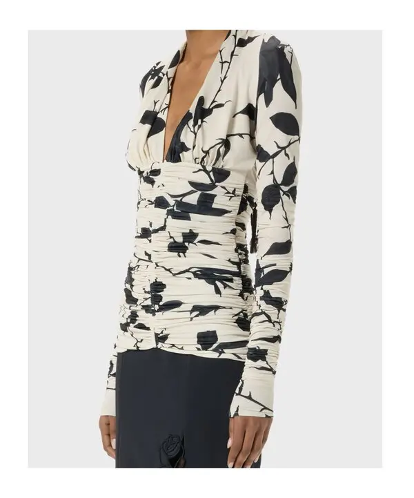 Blumarine Floral-print Ruched Blouse