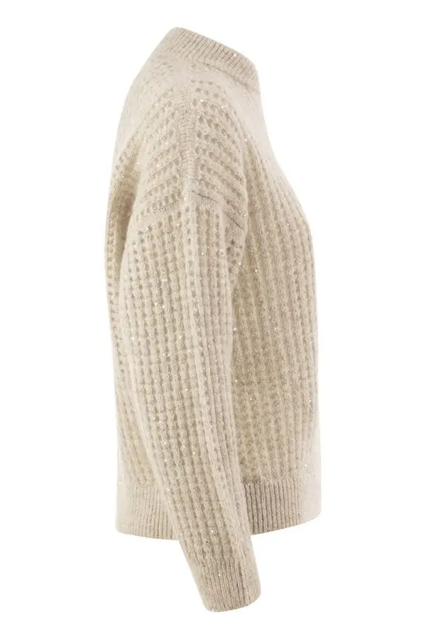 Peserico Long-sleeved Sequin Knit Cardigan - Light Brown